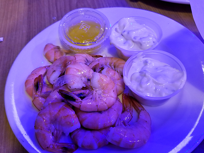 Peel-and-eat shrimp with dipping options that'll make you wonder why you ever bothered with fancy restaurants. Sometimes simple pleasures are the most profound.