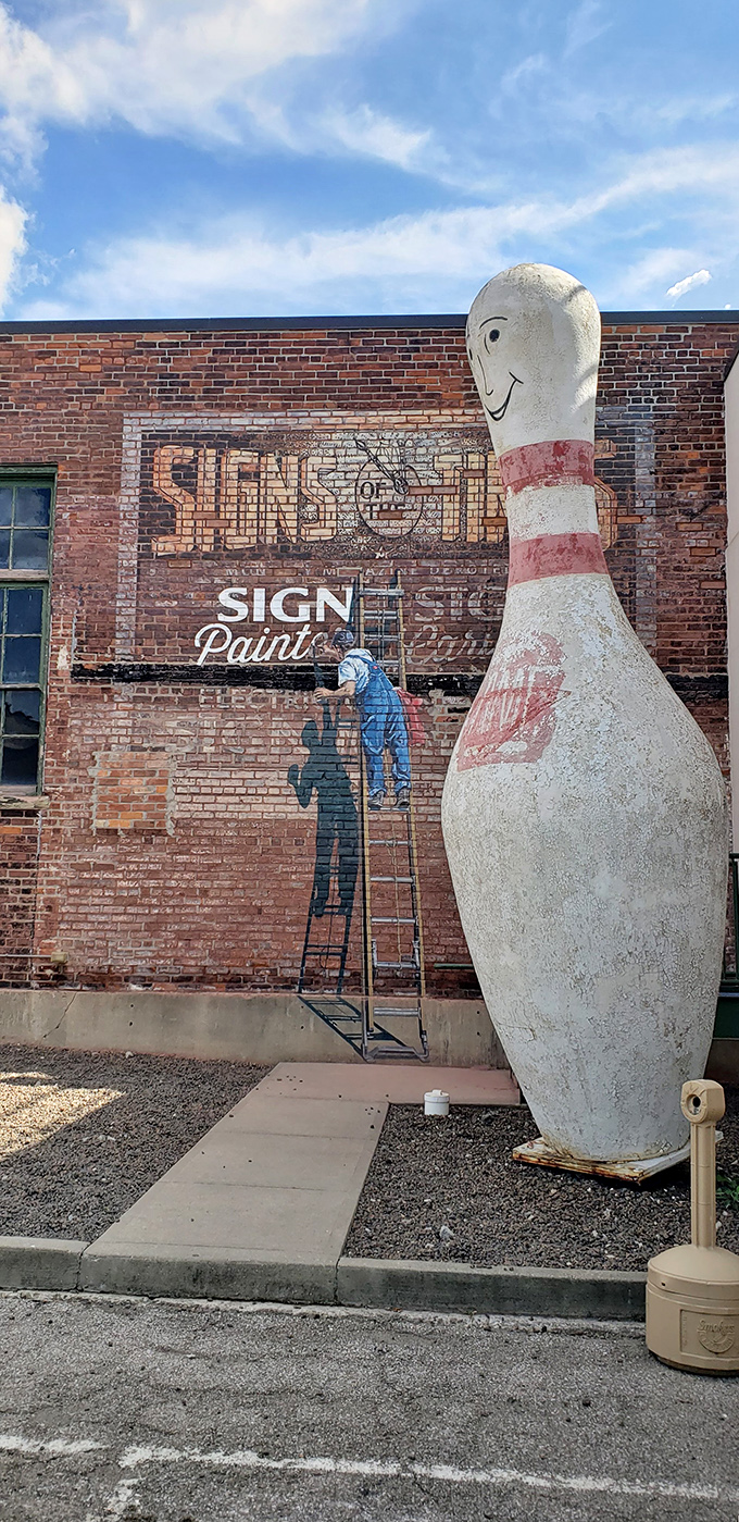 This smiling bowling pin sentinel has witnessed decades of strikes, spares, and first dates at lanes across America.