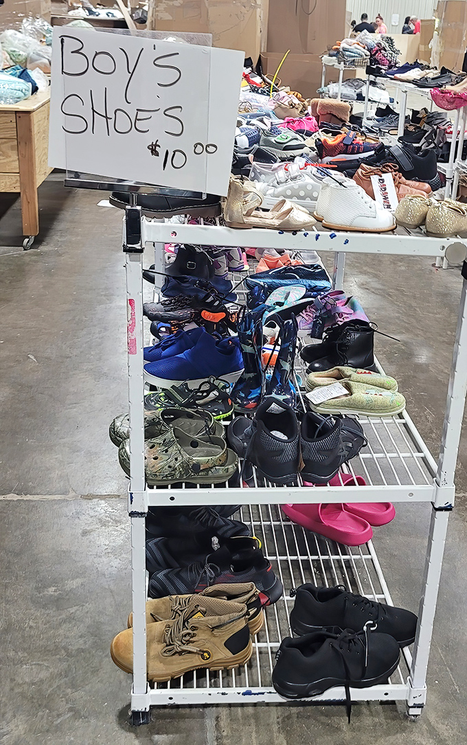 Boys' shoes for $10—where parents can stock up on footwear that kids will outgrow before they can wear them out.