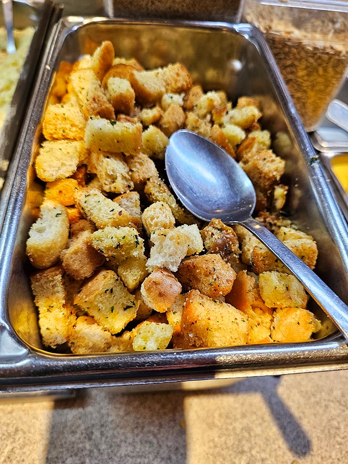 Homemade croutons that make you question why you've accepted mediocre bread cubes your entire life. Seasoned to golden perfection.