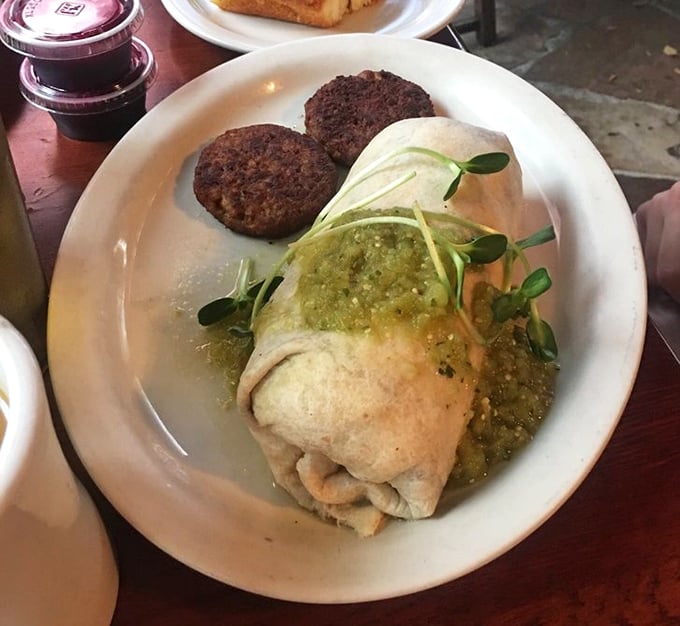 Wrapped like a present waiting to be unwrapped, this breakfast burrito promises flavors that dance across your palate with every bite.