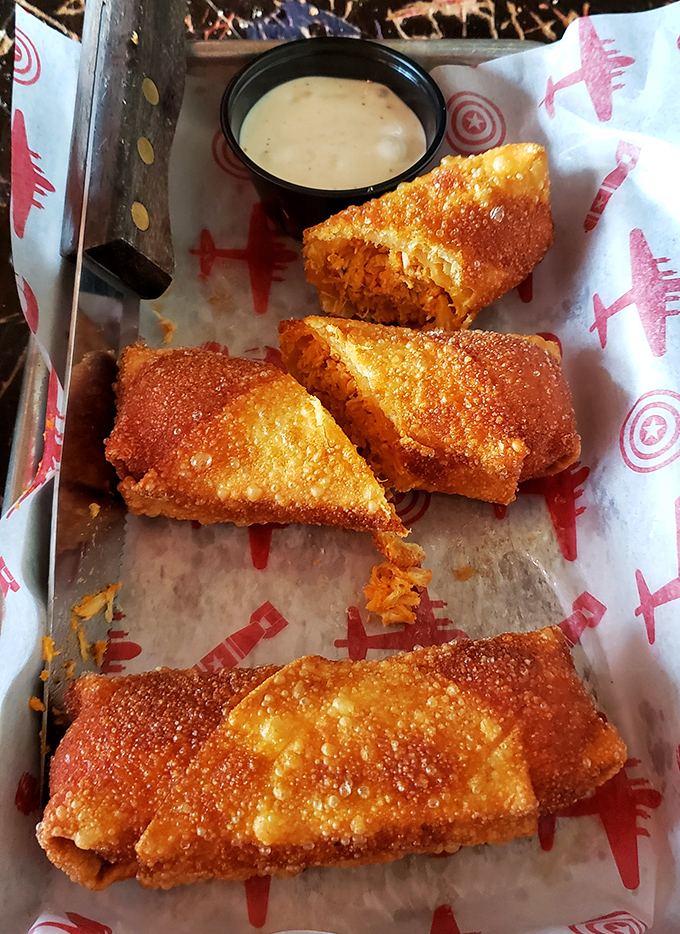 Buffalo chicken eggrolls&mdash;the culinary equivalent of a perfect first date. Familiar enough to trust, but exciting enough to remember.