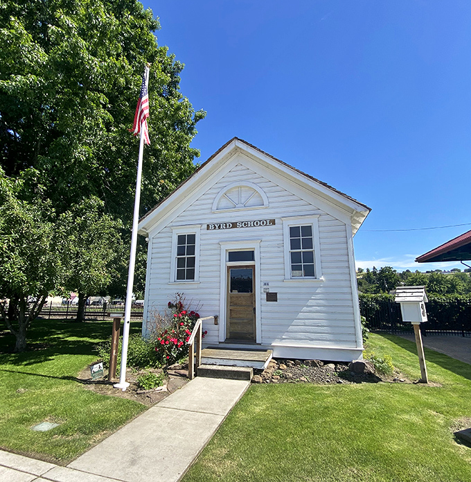Byrd Schoolhouse stands as a pristine reminder of simpler educational times. One room that taught reading, writing, and the American dream.