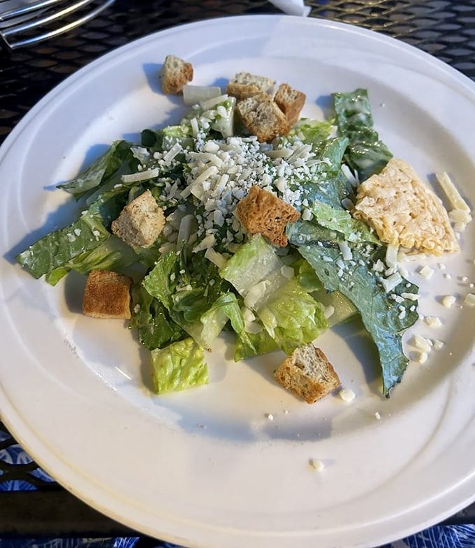 A Caesar salad that respects the classics&mdash;crisp romaine, proper croutons, and just enough dressing to make each bite sing without drowning the chorus.