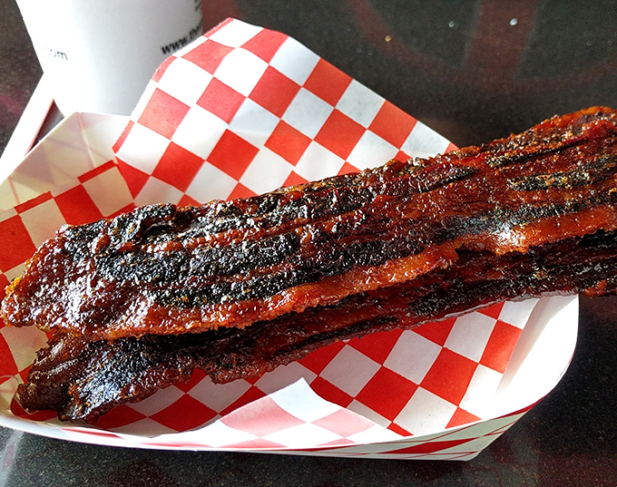 Candied bacon that makes you question why all bacon isn't prepared this way. It's what regular bacon dreams of becoming when it grows up.