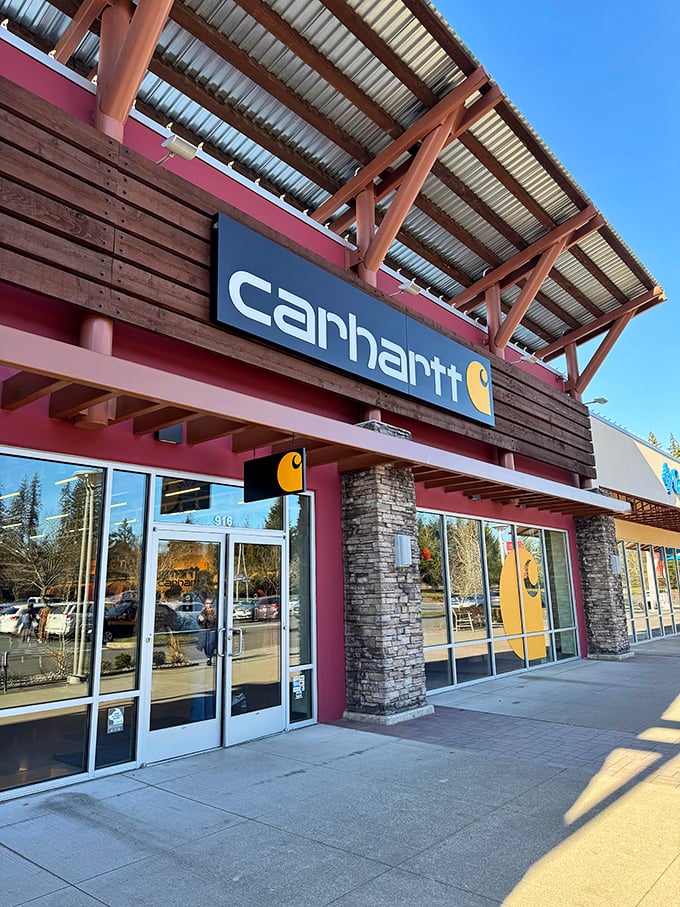 Carhartt's rugged exterior mirrors the durability of its workwear inside&mdash;where Pacific Northwest practicality meets unexpected affordability. 