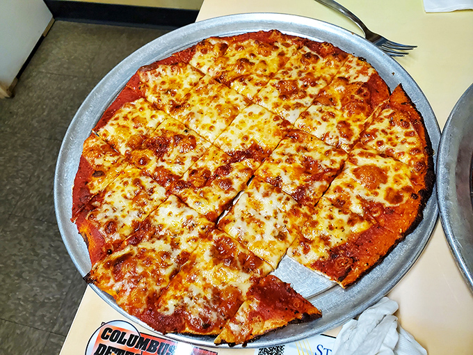 The cheese pizza proves that sometimes simplicity is the ultimate sophistication. That perfect caramelization at the edges is where the magic happens.