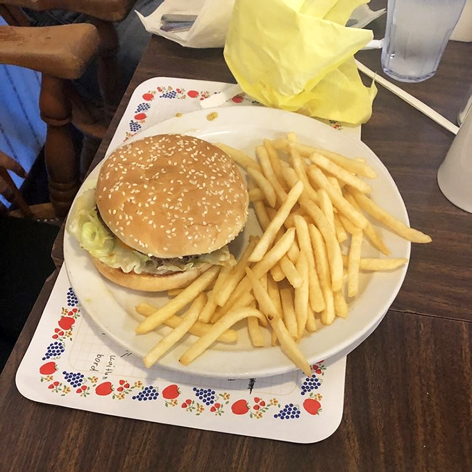 The classic American cheeseburger gets the Paula's treatment &ndash; simple, substantial, and served on plates with those charming Danish-inspired borders.