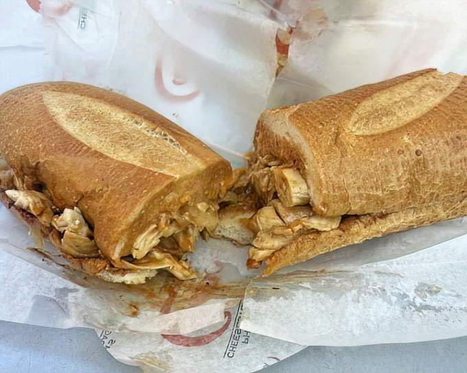 The chicken cheesesteak &ndash; proof that poultry can play in the big leagues, with tender chunks of chicken nestled in that perfect Amoroso roll.