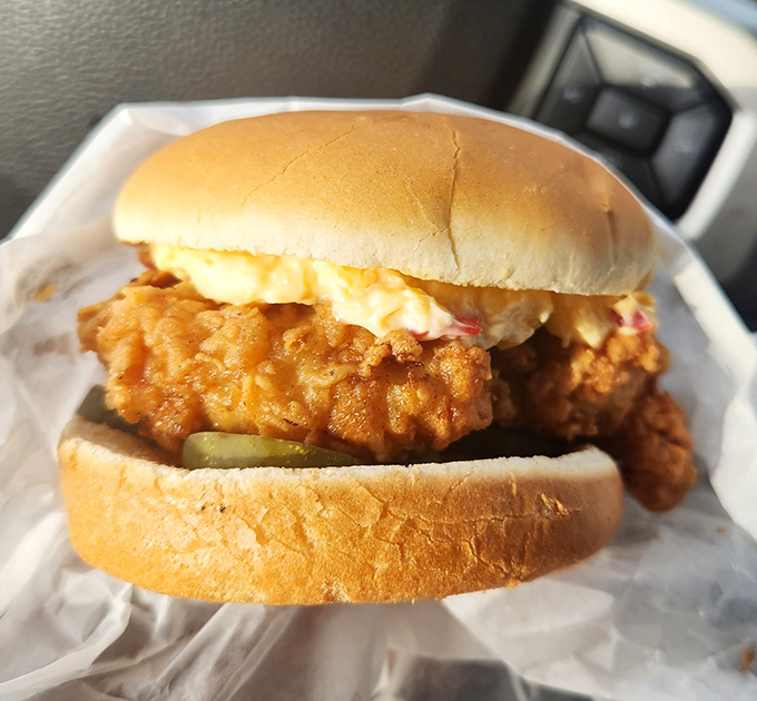 The chicken sandwich &ndash; where golden-fried perfection meets soft bun in a romance that puts most rom-coms to shame. No filter needed.