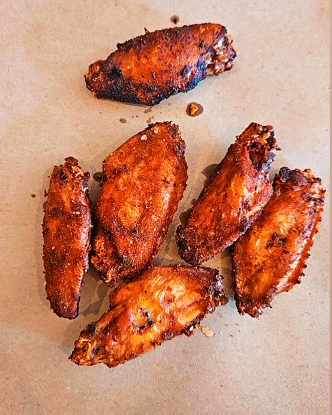 These wings achieved the perfect mahogany finish that makes you wonder why anyone bothers with Buffalo sauce.