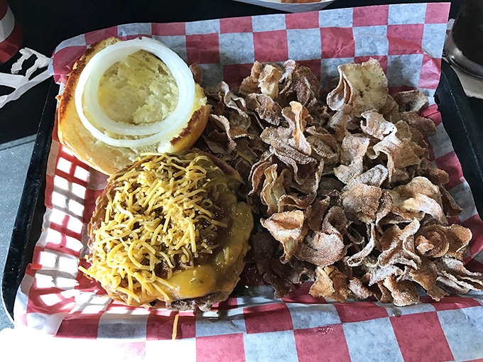 A burger that's dressed to impress with its fried onion strings and pickle slice &ndash; like a tuxedo for your taste buds.