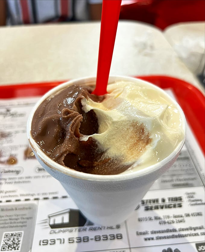 The chocolate-vanilla swirl malt&mdash;where indecision becomes a virtue and childhood memories come flooding back with each sip.