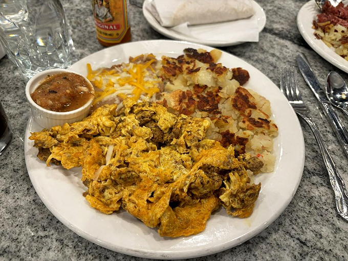 Chorizo scramble that brings fiesta flavors to your fork with every colorful, satisfying bite.