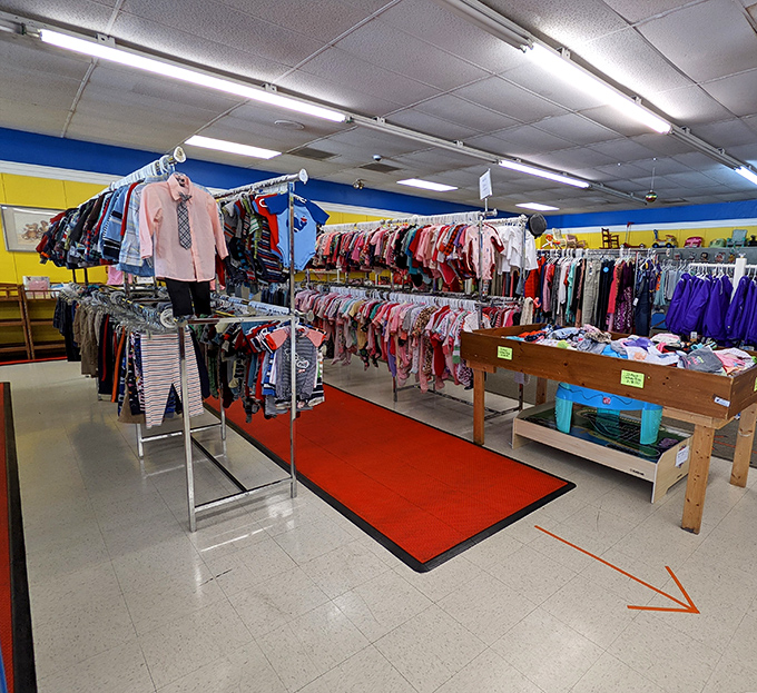 The children's clothing section bursts with color and possibility&mdash;tiny fashions at prices that won't make parents weep.