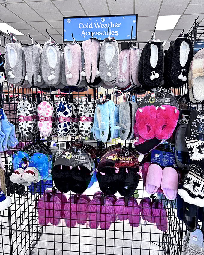 Cozy toes are happy toes! These fuzzy slippers and novelty footwear are just waiting to become your favorite winter companions.
