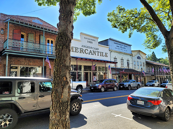 The Angels Camp Mercantile building anchors the historic district, its fa&ccedil;ade telling stories of commerce that helped build California.