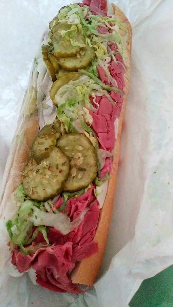 The corned beef hoagie showcases meat so tender it practically surrenders at first bite, paired with pickles for perfect contrast.