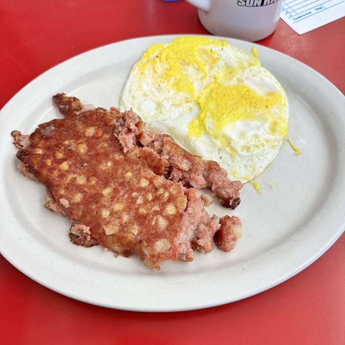 Ham steak and eggs&mdash;the breakfast of champions who plan to conquer mountains, or at least their to-do lists. Pure protein poetry.