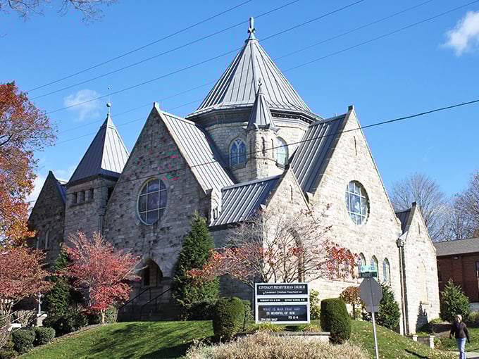 This magnificent stone church with its soaring spires looks like it was plucked from a European countryside and dropped into Pennsylvania's rolling hills. 