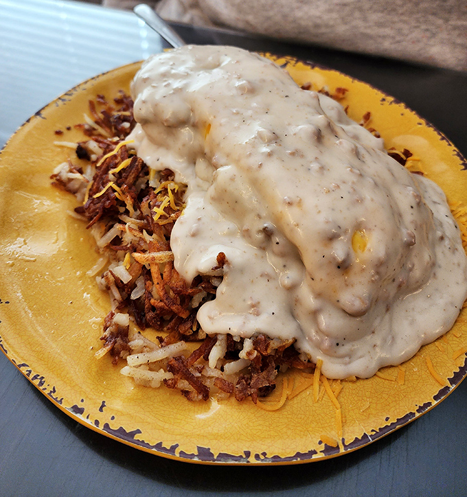 Cowboy Bennies: where gravy meets hash browns in a beautiful marriage that would make any rancher weep with joy.