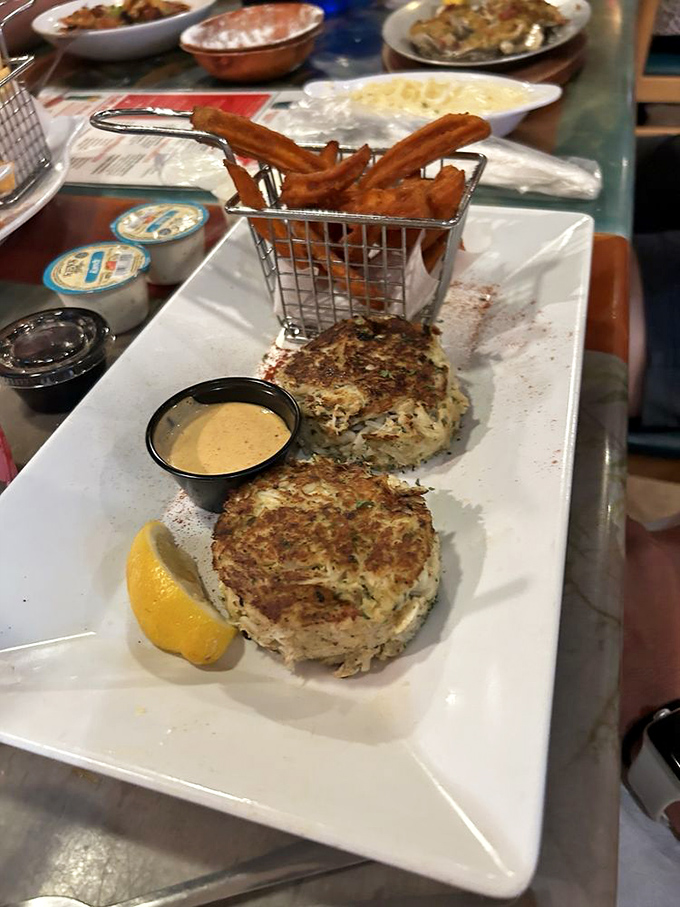 These crab cakes aren't just good&mdash;they're the kind that make Marylanders nervous. Served with a basket of fries that's basically happiness in fried form.