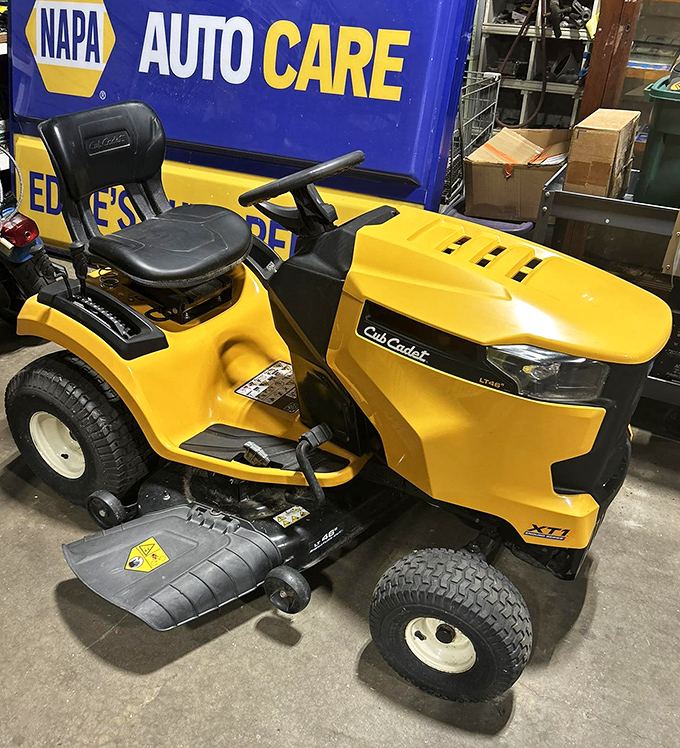 This sunshine-yellow Cub Cadet isn't just lawn equipment&mdash;it's the Cadillac of suburban Saturday mornings, with a side of fresh-cut grass.