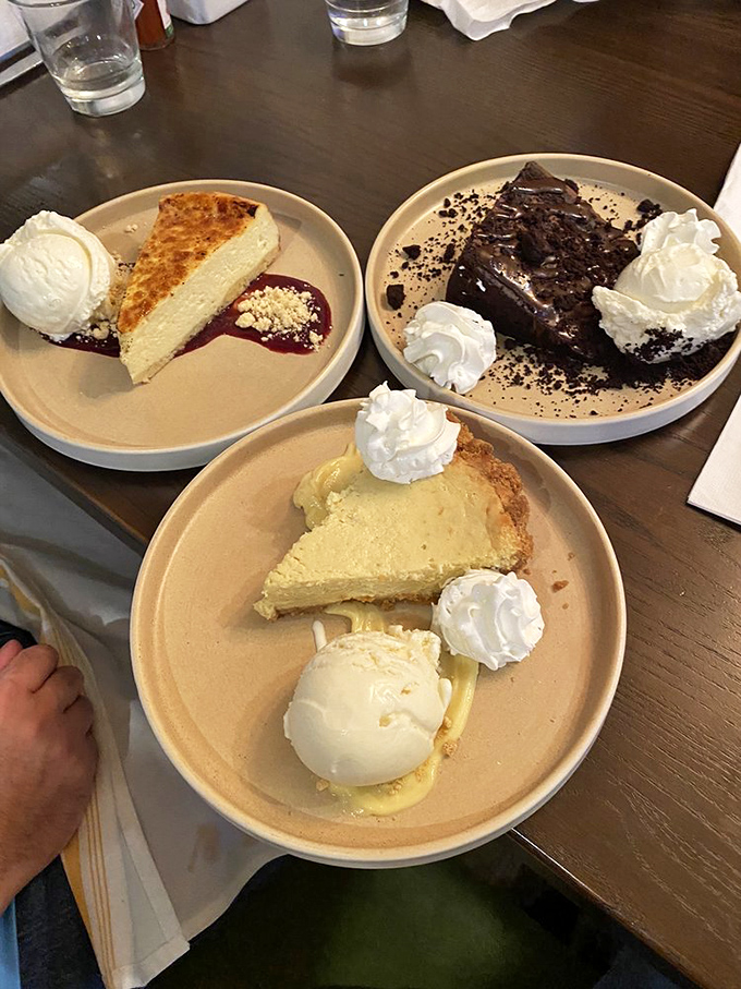 Life's big decisions: key lime pie, chocolate decadence, or both? The whipped cream doesn't judge your choices, it just makes them better.