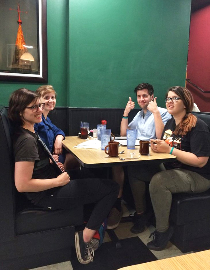 The universal language of thumbs-up at Union Street Diner—where good food turns strangers into friends and coffee cups are never empty.