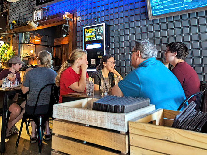 Happy diners in their natural habitat, proving that good food really is the universal language of contentment.