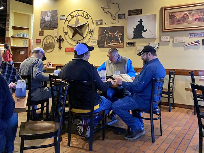 Where Texas hospitality happens: locals gathering around tables, sharing stories and planning their day over plates that won't quit.