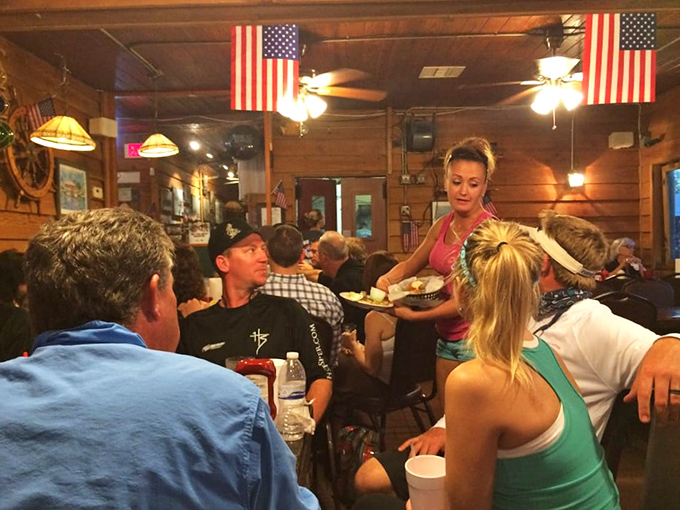 No white tablecloths needed when the conversation flows as easily as the sweet tea in this authentically American dining room.