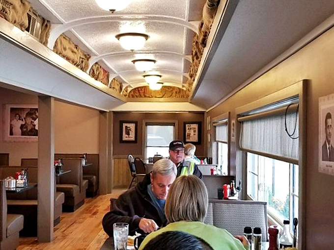 The diner car section offers a nostalgic journey with your meal. Time travel never tasted so good.
