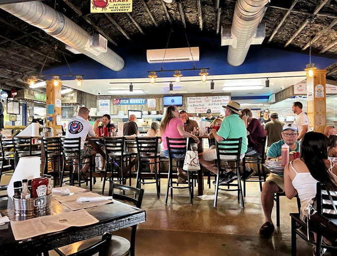 The dining room buzzes with the energy of seafood pilgrims who've found their promised land, a congregation united by the religion of fresh catch.