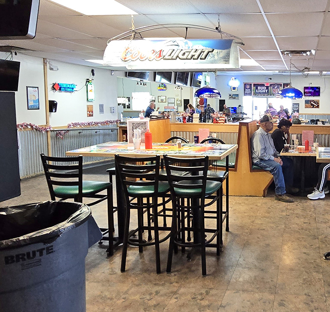 The bar area buzzes with locals who've made this their second living room. These barstools have heard every fish story in Delaware.