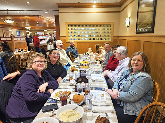 The true measure of a great restaurant: tables filled with happy diners sharing stories and passing plates like they're at Grandma's Sunday dinner.