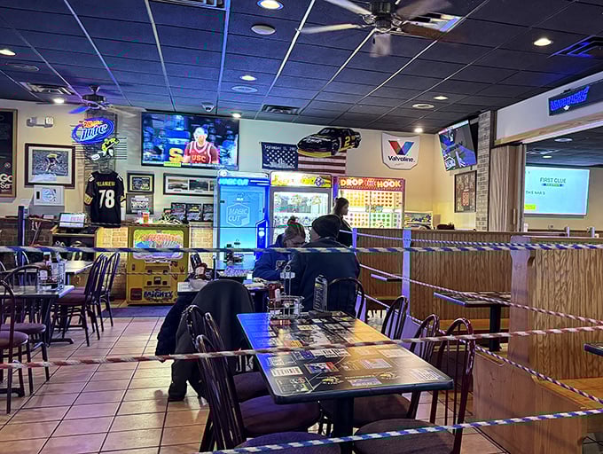 Where strangers become friends over shared tables and Steelers touchdowns &ndash; Dino's dining room during game day.