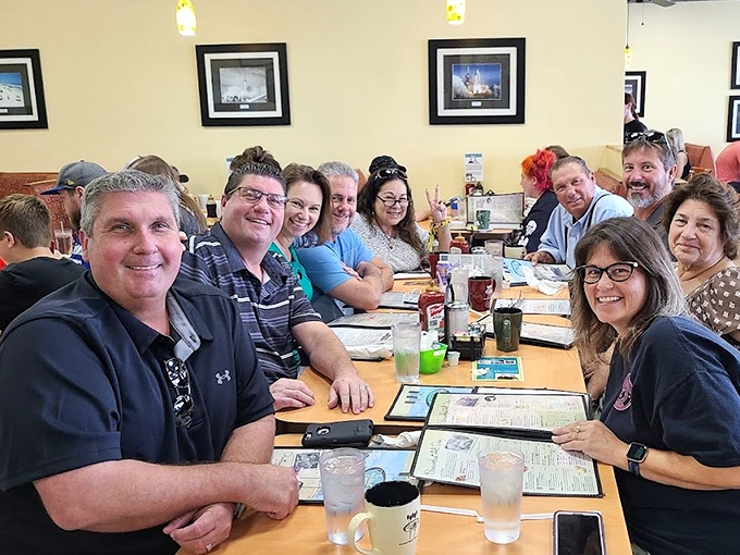 Happy faces around a table of good food—the universal language of diners everywhere. Morning magic in the making.