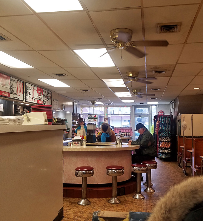 The counter culture is alive and well at Lou's, where regulars perch on those classic stools for their daily sandwich ritual.