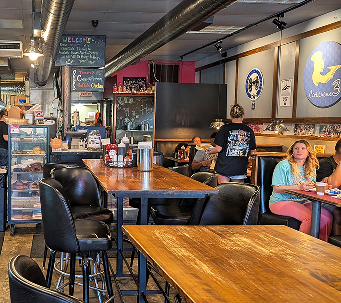 Where strangers become neighbors and calories don't count. The wood paneling has heard more local stories than the town librarian.