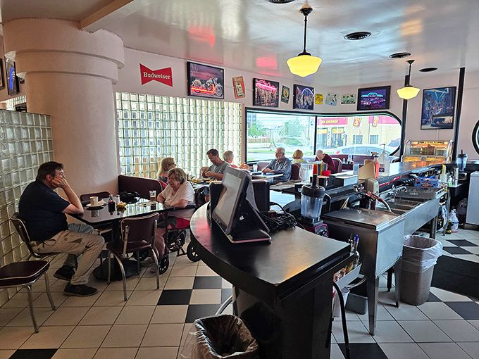 The counter and booths create that perfect diner symphony – the clink of forks, murmur of conversation, and occasional burst of laughter.