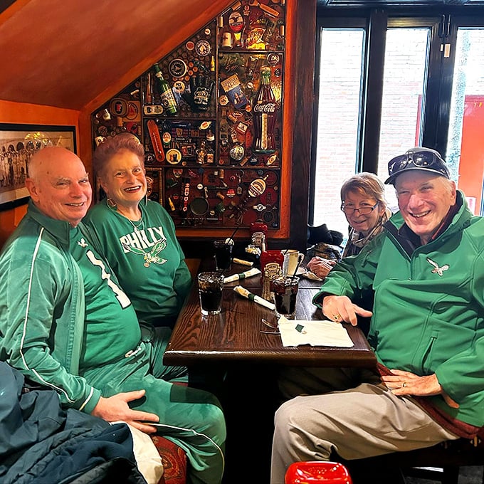 Eagles fans know the best plays happen both on the field and at this table. Green isn't just team spirit&mdash;it's the color of pub happiness.