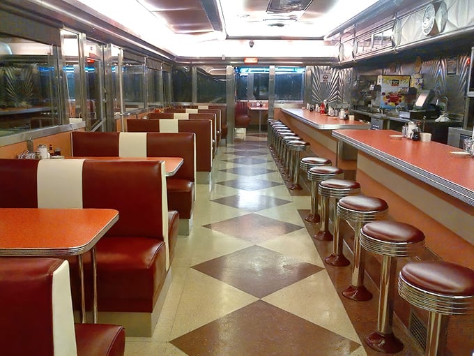 The quintessential diner experience awaits with a row of booths on one side, counter seating on the other, and endless possibilities in between.