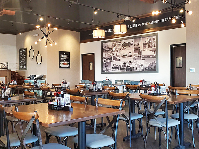 Modern rustic charm with a side of "brunch and that's basically the same thing" philosophy. The perfect backdrop for morning memories.