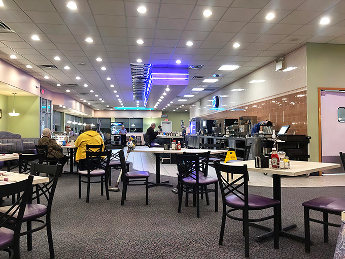 The dining area's soft lighting forgives morning faces while the spacious layout ensures your breakfast conversation stays between you and your pancakes.