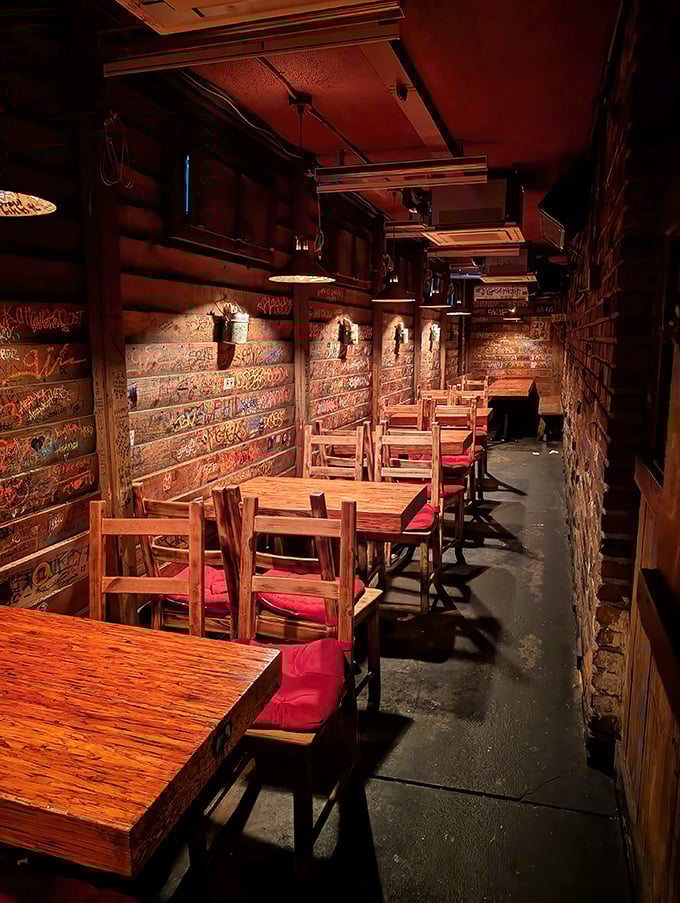 The narrow dining area feels like you've stumbled into someone's secret clubhouse where the password is "good taste."