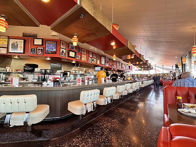 The counter seating offers front-row tickets to the greatest show on earth: short-order cooks performing culinary ballet at breakneck speed.