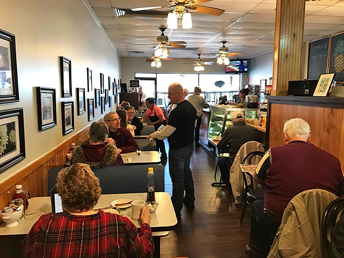 The dining area hums with conversation as servers navigate between tables with the efficiency of seasoned professionals.
