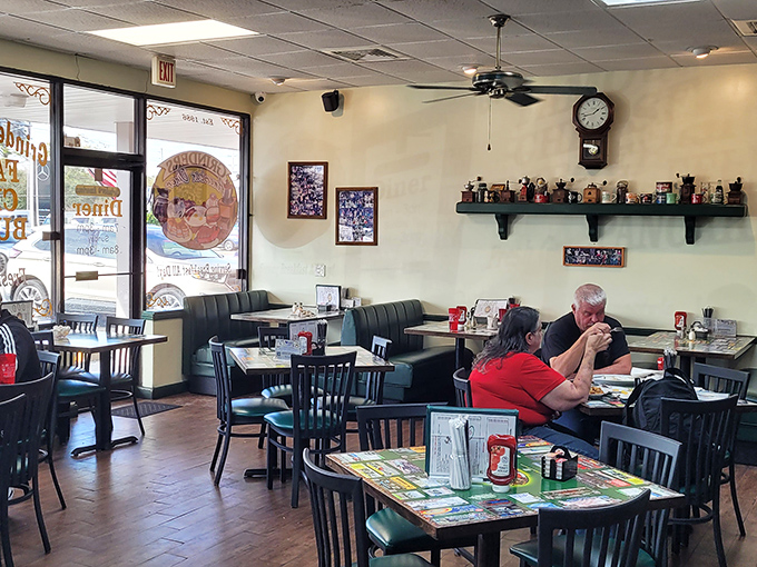 Where strangers become regulars and regulars become family. The dining area's worn-in comfort speaks volumes about Grinder's staying power.