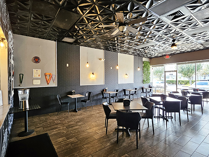 The dining area feels like the cool living room of that friend who always has the best taste in everything.